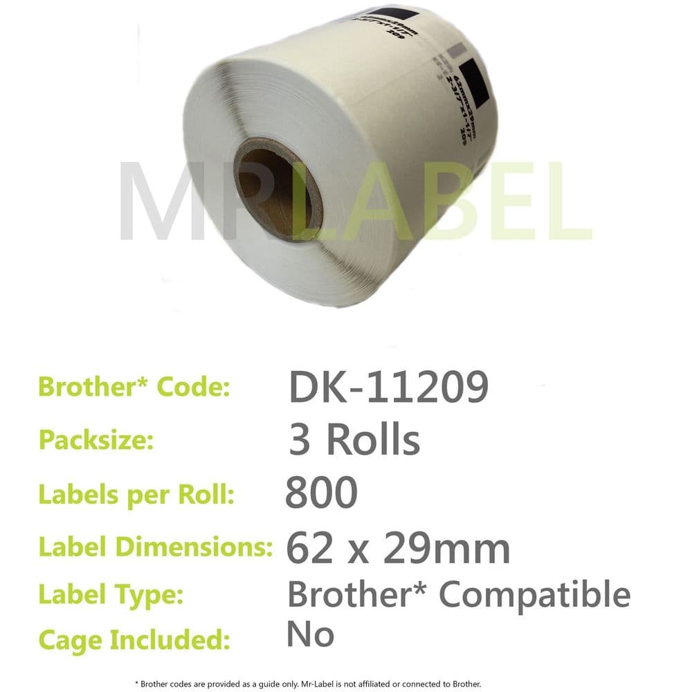 Pack of 3 Brother Compatible Labels DK-11209