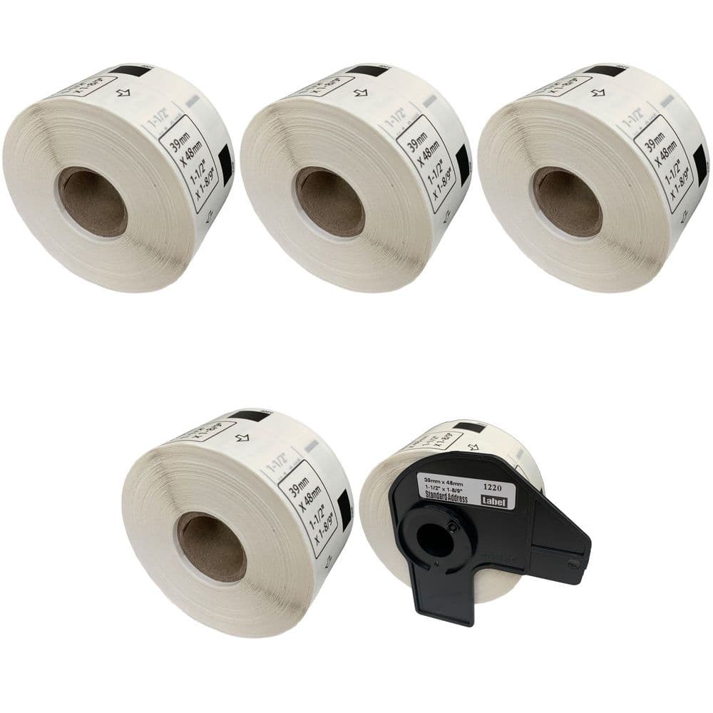 Pack of 5 Brother Compatible Label DK-11220 with 1x Reusable Cartridge