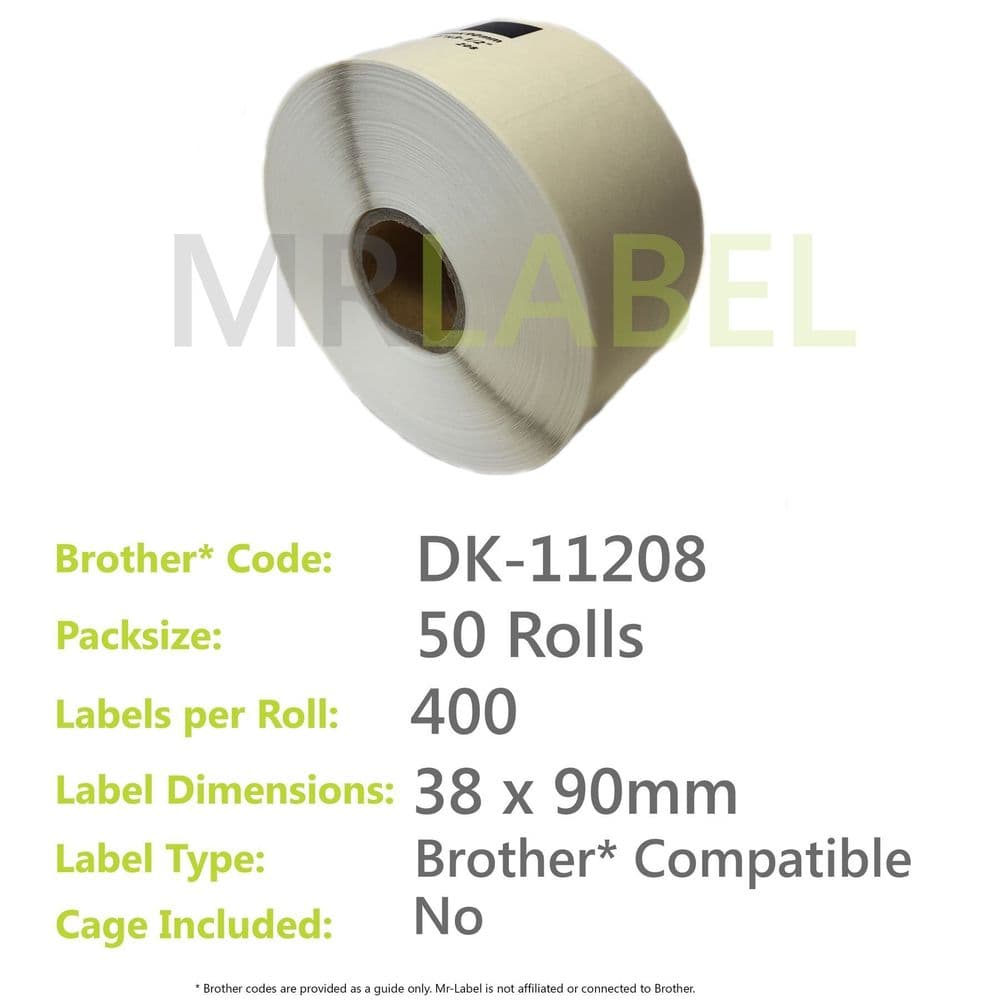 Pack of 50 Brother Compatible Labels DK-11208