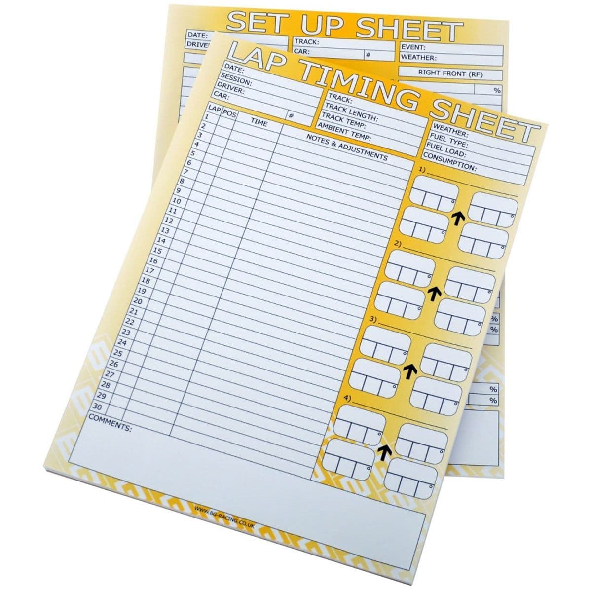 B-G Racing Chassis Set Up Sheets - Spedeworth Fabrications