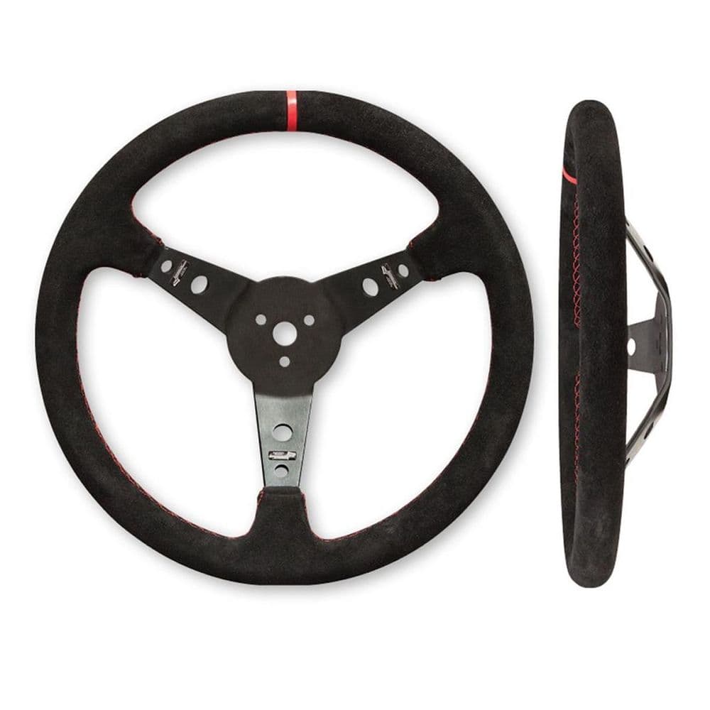 Longacre Suede Dished Steering Wheel - 15" Black - Spedeworth Fabrications