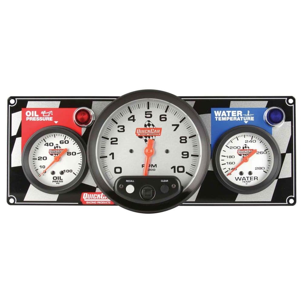QuickCar Flag 2-1 Gauge Panel OP/5"Tach/WT - Spedeworth Fabrications