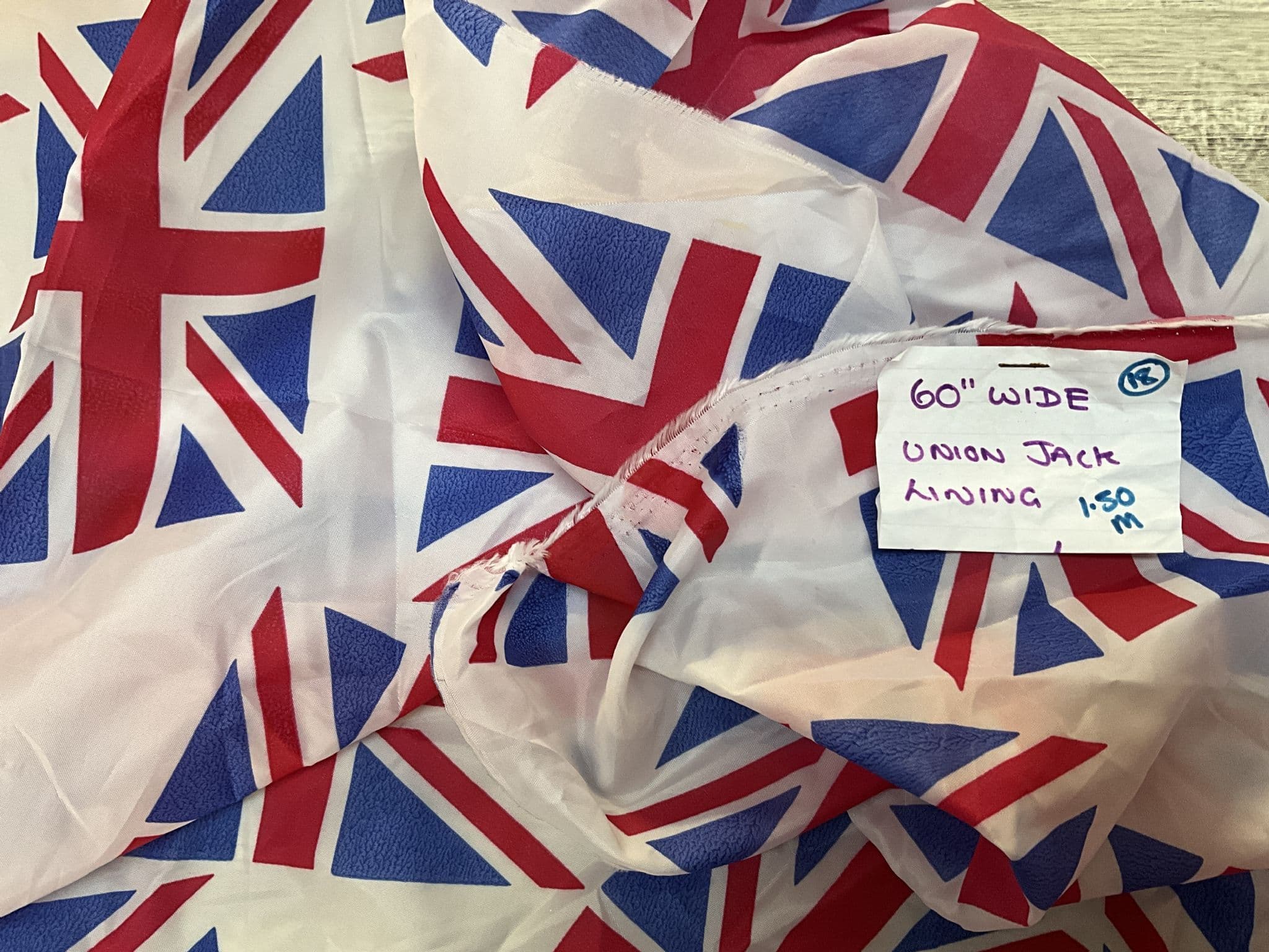 60 wide x 1 metre Union Jack lining