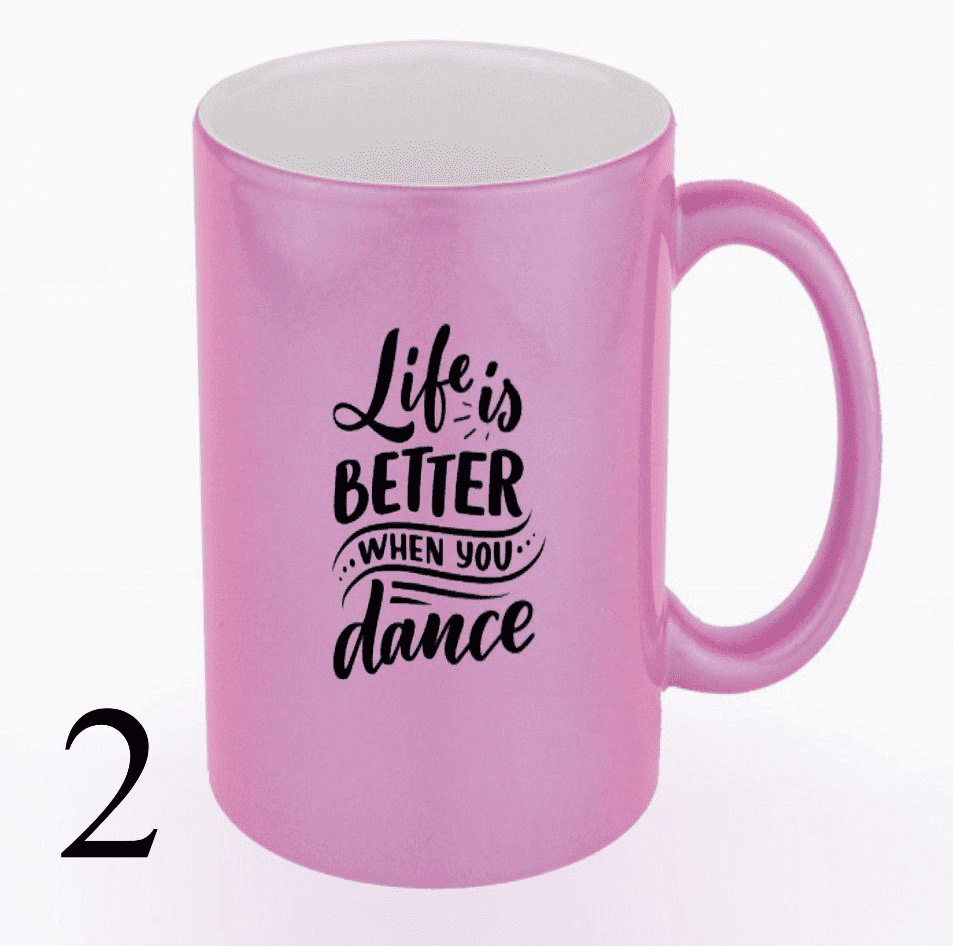 PINK SPARKLE MUG WITH DANCE QUOTE