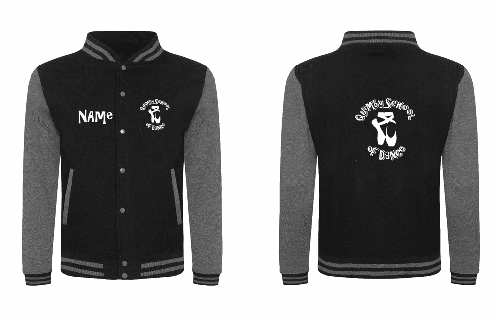 QUIMBY SCHOOL OF DANCE CROPPED VARSITY JACKET
