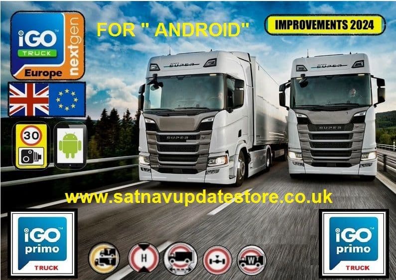 IGO TRUCK 2023/24 NAVIGATION MAP UPDATE UK & EUROPE For ANDROID GPS