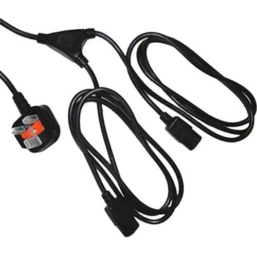 2 5m UK 13Amp - 2 x IEC C13 1 5m Legs Black PVC Power Lead