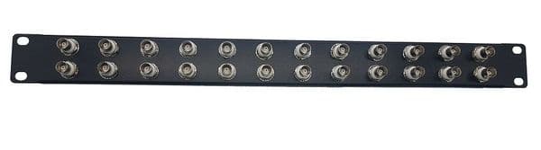BNC Patch Panel 24 Port Black 1U 50ohm Insulated Connectors