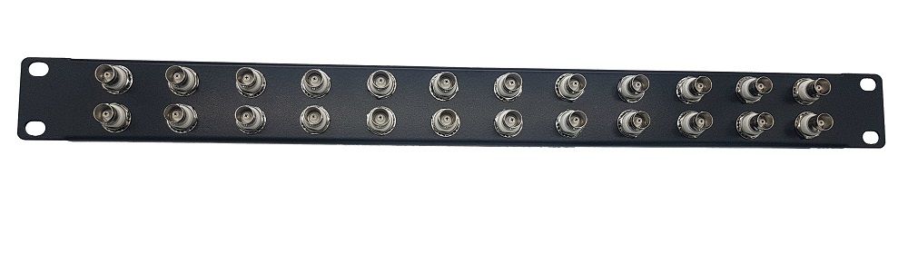 BNC Patch Panel 24 port Black 1U Flat 75 ohm Insulated Connectors