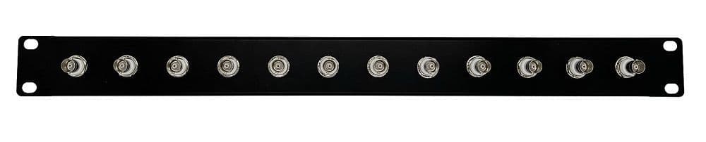 BNC Patch Panel 75 ohm 12 port Black 1U Flat Insulated Connectors