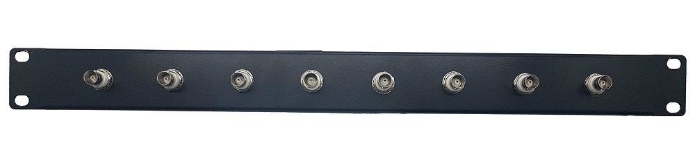 BNC Patch Panel 8 Port Black 1U 50ohm Insulated Connectors