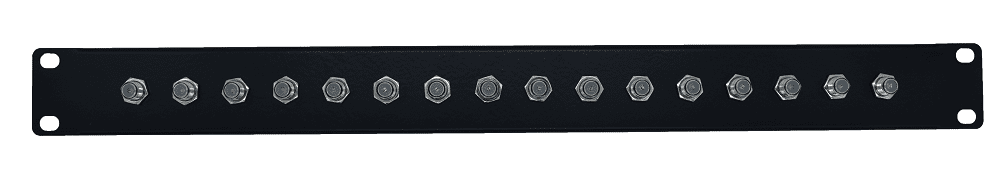 F Type Patch Panel 16-Port 19" 1U Black Flat Loaded