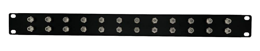 F Type Patch Panel 24-port 19" 1U Black Flat HQ Loaded