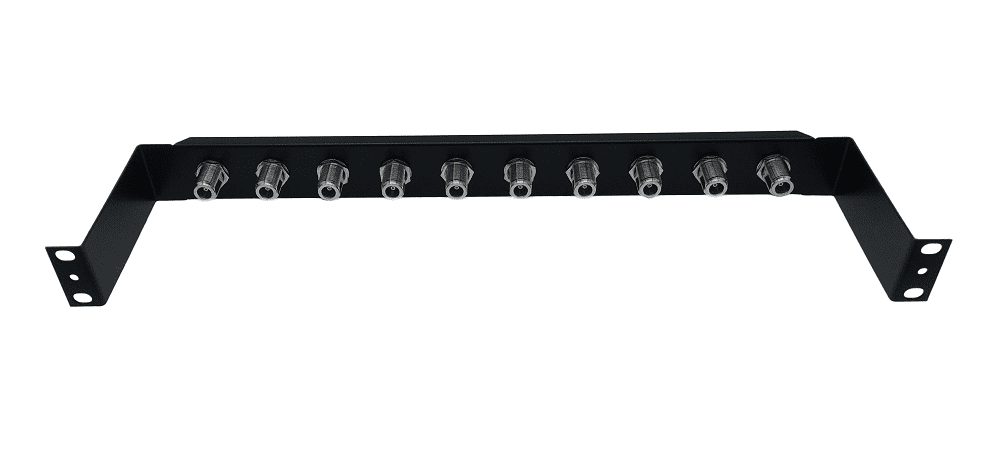 N Type Patch Panel 1U 10 port black 100mm recessed loaded
