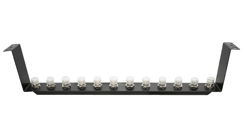 N Type Patch Panel 1U 12 port black 100mm recessed loaded