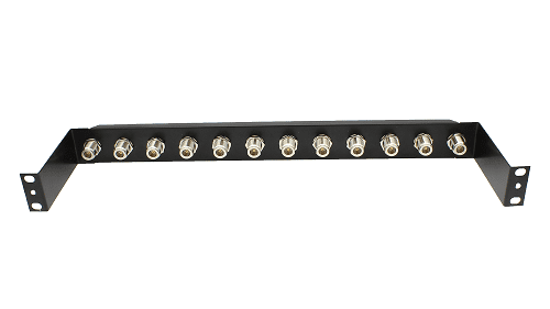 N Type Patch Panel 1U 12 port black 100mm recessed loaded