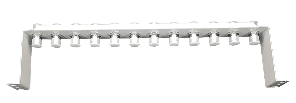 N Type Patch Panel 1U 12 port grey 100mm recessed loaded