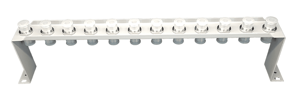 N Type Patch Panel 1U 12 port grey 100mm recessed loaded