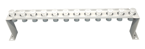 N Type Patch Panel 1U 12 port grey 100mm recessed loaded