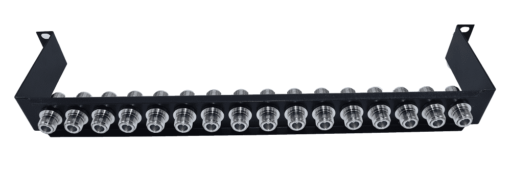N Type Patch Panel 1U 16 port black 100mm recessed loaded