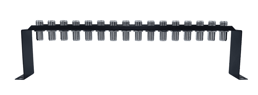 N Type Patch Panel 1U 16 port black 100mm recessed loaded