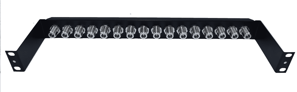 N Type Patch Panel 1U 16 port black 100mm recessed loaded