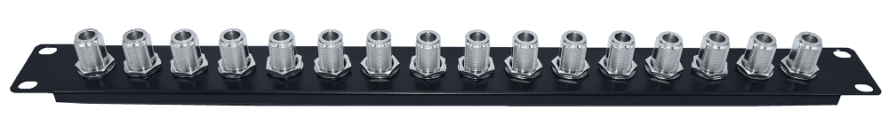 N Type Patch Panel 1U 16 port black flat loaded folded design