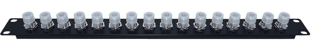 N Type Patch Panel 1U 16 port black flat loaded folded design