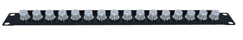 N Type Patch Panel 1U 16 port black flat loaded folded design