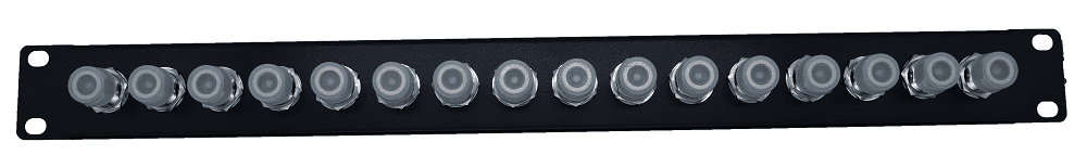 N Type Patch Panel 1U 16 port black flat loaded folded design