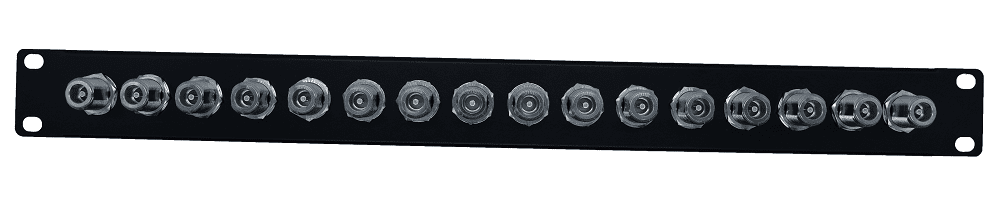 N Type Patch Panel 1U 16 port black flat loaded folded design