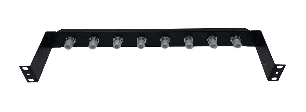 N Type Patch Panel 1U 8 port black 100mm recessed loaded