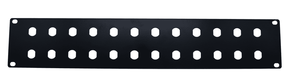 N Type Patch Panel 2U 24 Port 2 x 12 Double D Black Flat flat design
