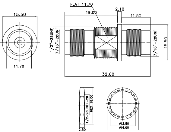 TNC Bulkhead Jack/Jack