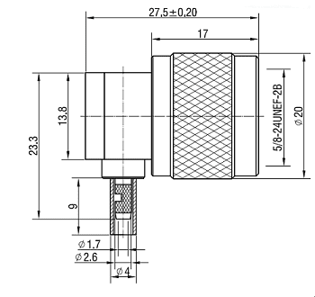 N Type Right-Angled Crimp Plug RG174 RG316 LMR100
