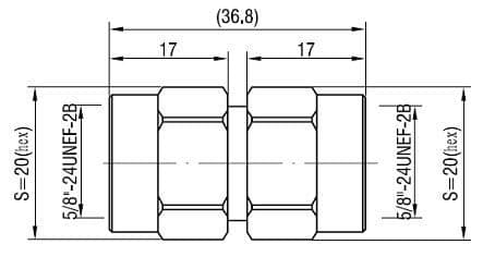 N Type Plug/Plug Adaptor Hex Coupling