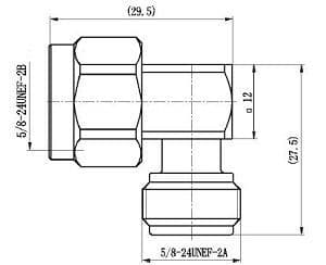 N Type Right-Angled Plug/Jack Adaptor Hex Coupling