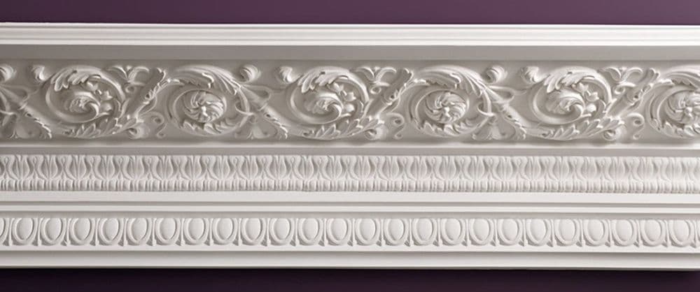 Large Victorian Ornate Floral Plaster Cornice with Egg & Dart