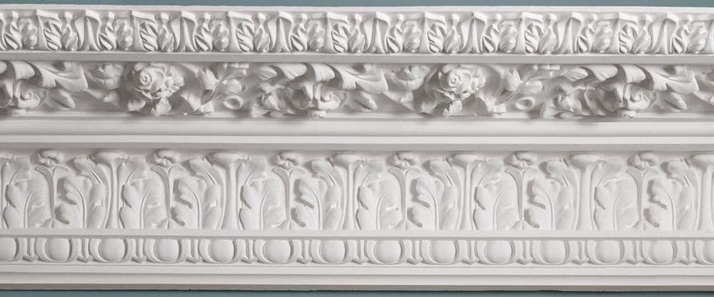 Authentic Large London Victorian Floral Plaster Cornice with Egg & Dart