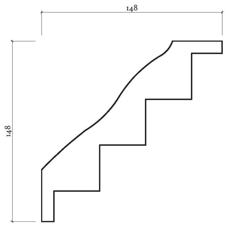 Medium Sized Authentic Stepped Art Deco Plaster Cornice