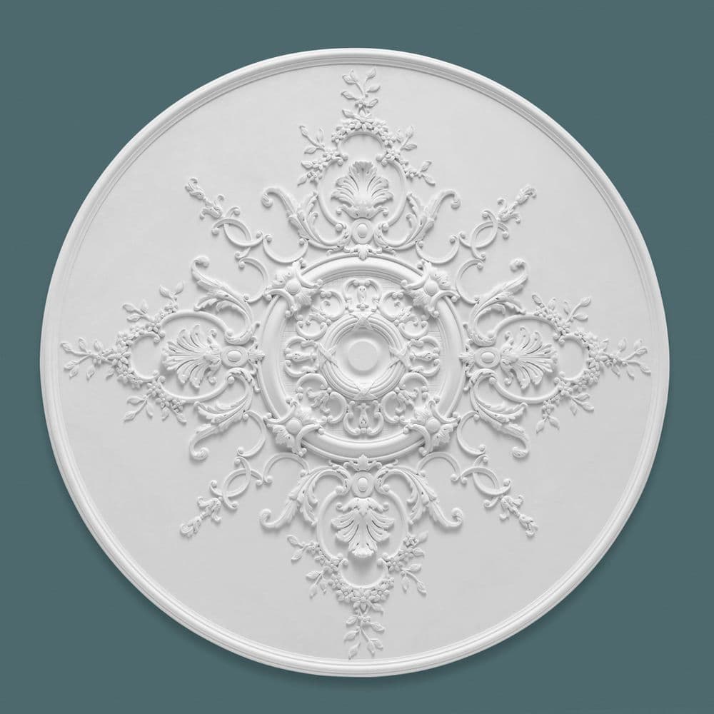 Baroque Floral Circular Decorative Plaster Ceiling with Perimeter Moulding