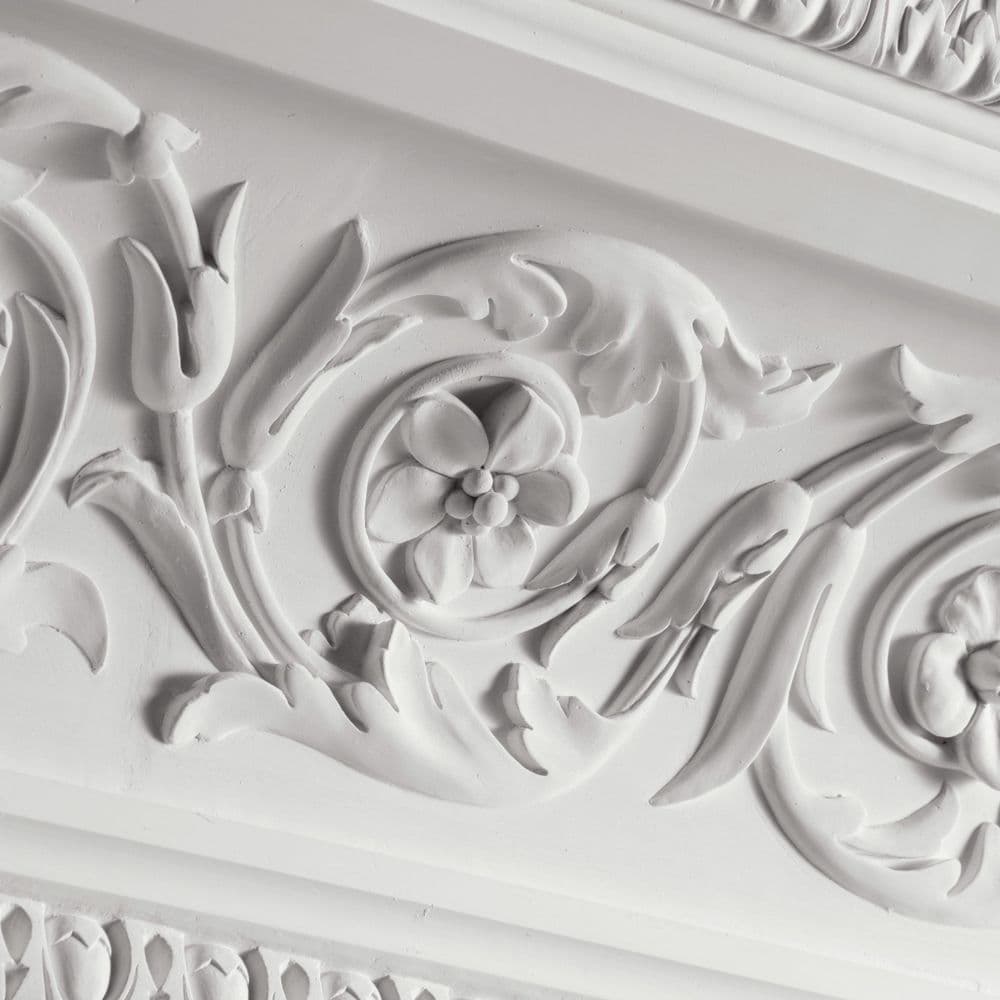 Victorian cornice with a deep cove and swirling acanthus pattern