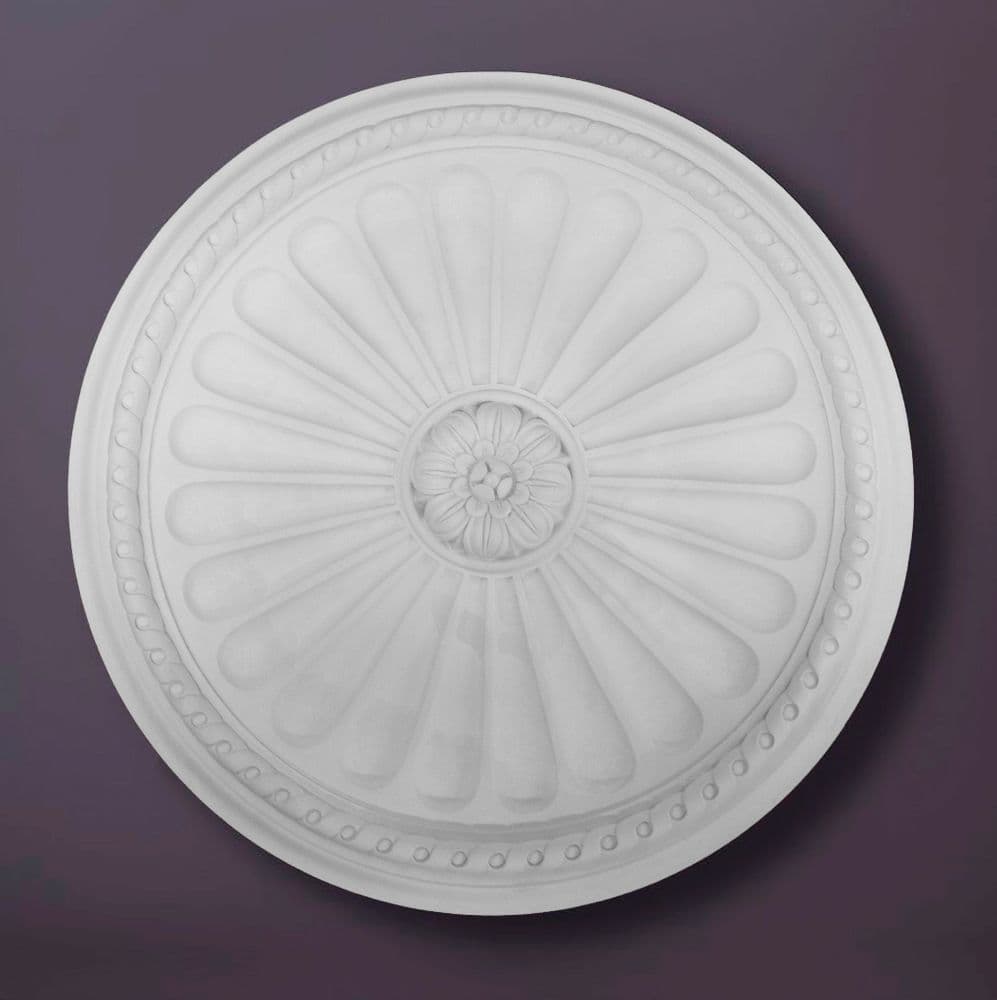 Large Fluted with Ribbon & Bead Georgian Plaster Ceiling Rose