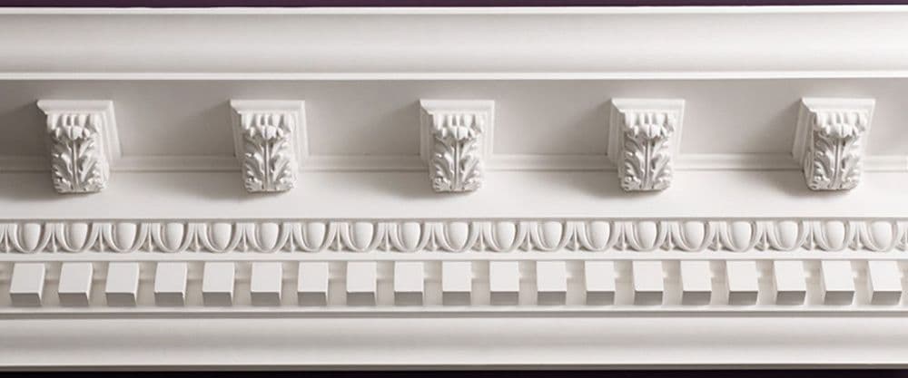 Large Georgian Modillion Block Plaster Cornice with Egg & Dart and Dentils