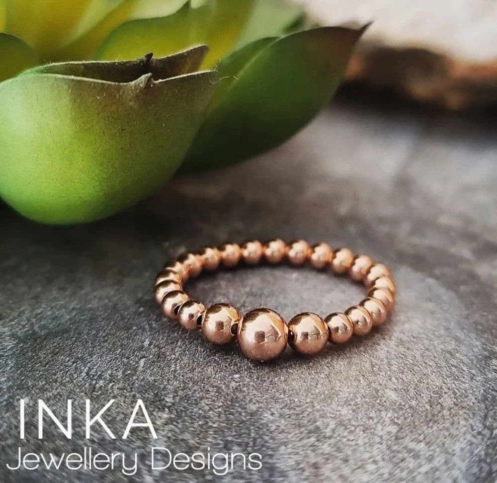 INKA Rose Gold Beaded Ring