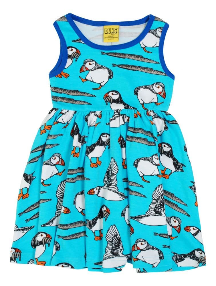 Duns Blue Puffin Sleeveless Gather Dress