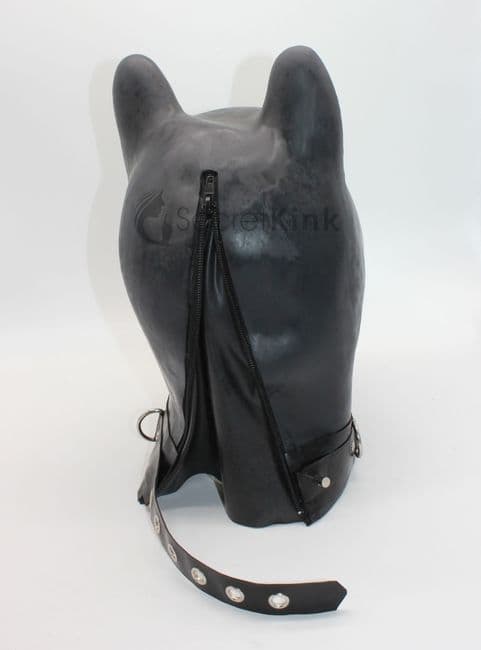 Extra Thick Latex Puppy Hood with Latex Collar Optional Mouth Opening