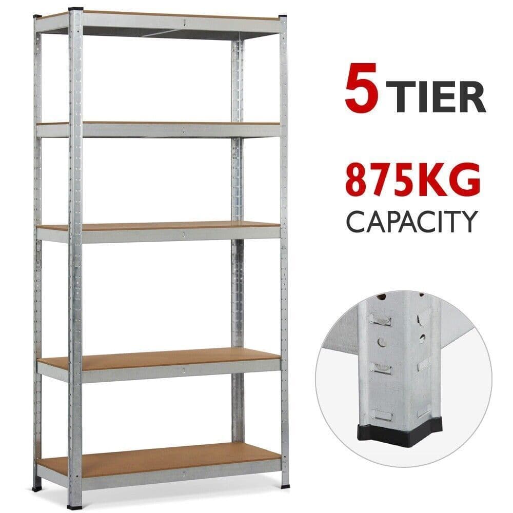 Galvanised 5 Tier Heavy Duty Shelving Unit 180x90x40 cm