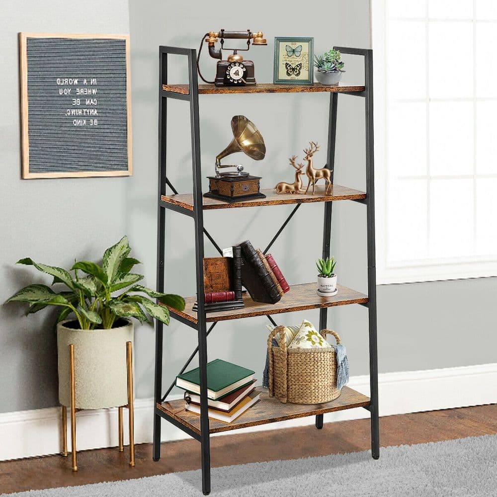 Ladder Bookshelf 4-Tier Storage Rack