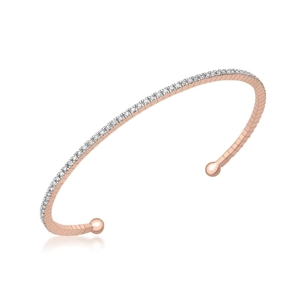 9ct Rose Gold 0 50ct Diamond 1 5mm Flexible Torque Bangle